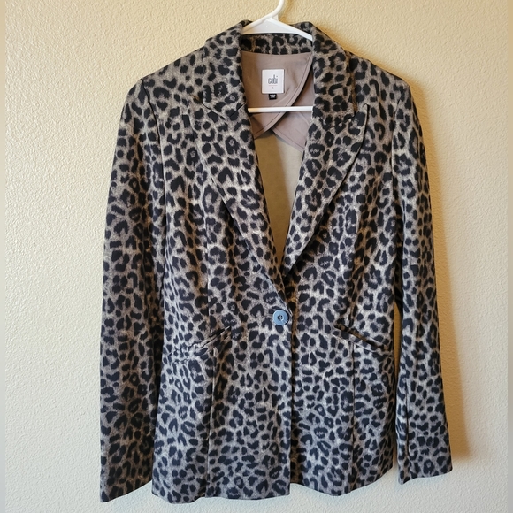 CAbi | Jackets & Coats | Cabi 3373 Jungle Leopard Print Single Breasted ...